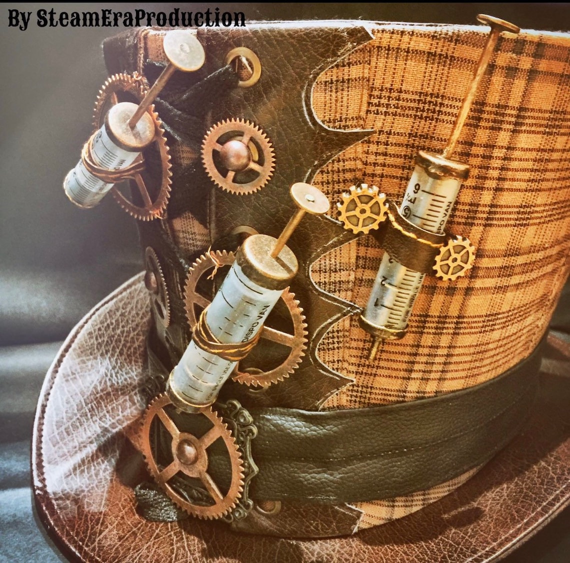 Steampunk Antique Syringes Top Hat With Copper Gears in Size - Etsy