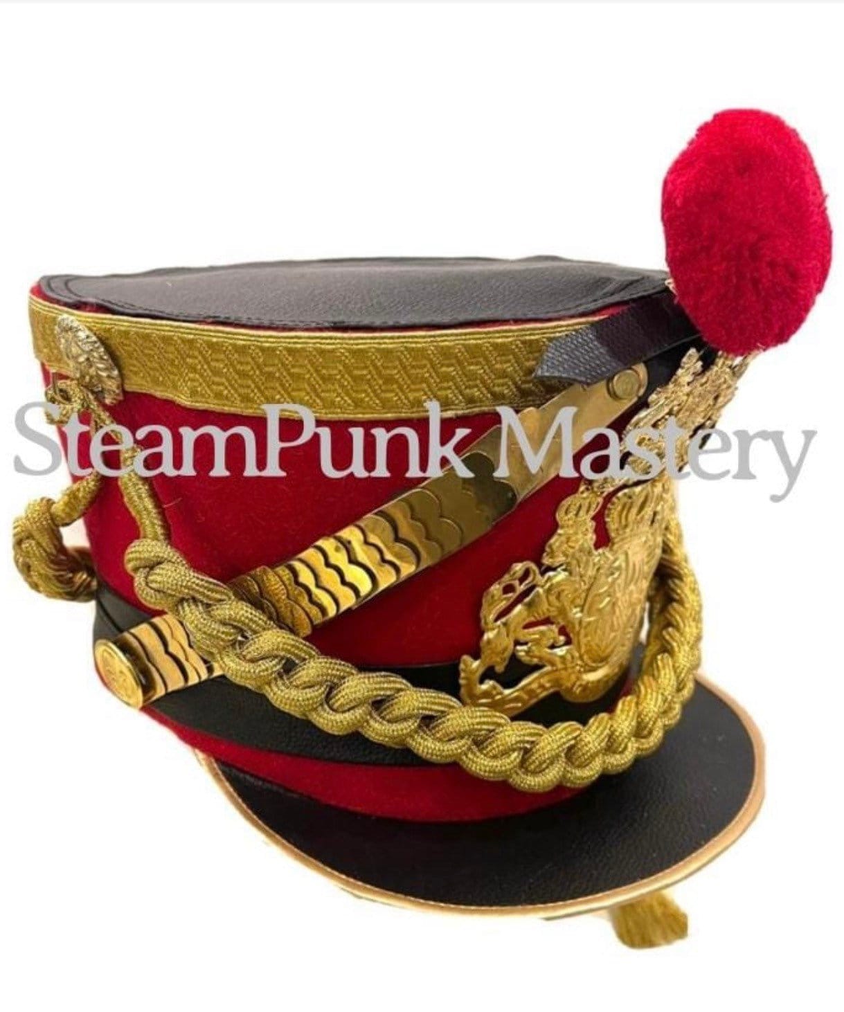 Red Hussar General Helmet With Gold Bullion Details in Sizes | Etsy