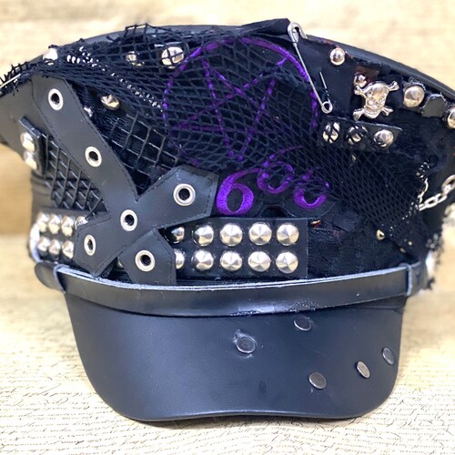 Industrial Punk Gothic Black Leatheret Military Hat - Etsy