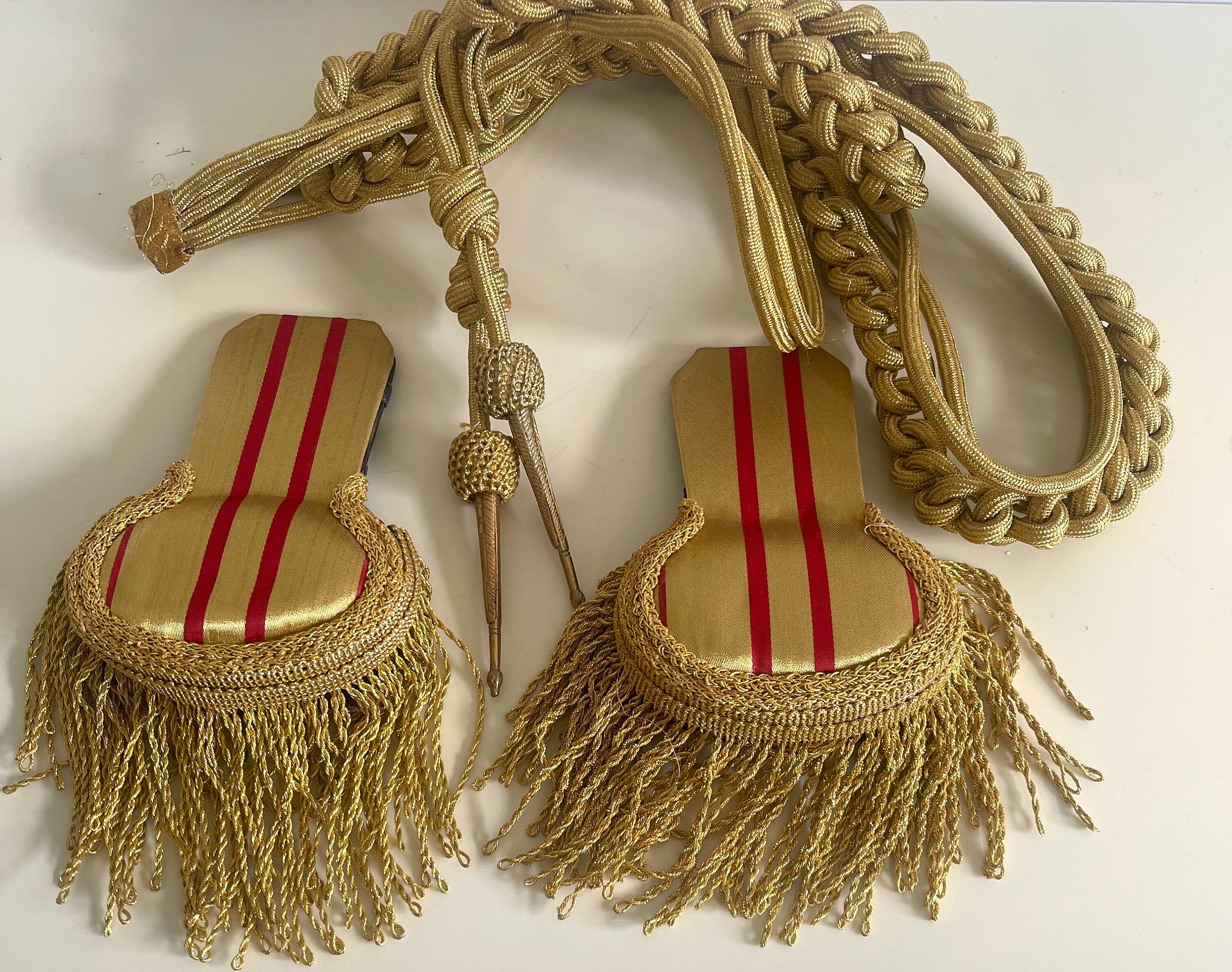 Gold Epaulettes & Aiguillettes Set: Red Stripe Ceremonial Jacket ...