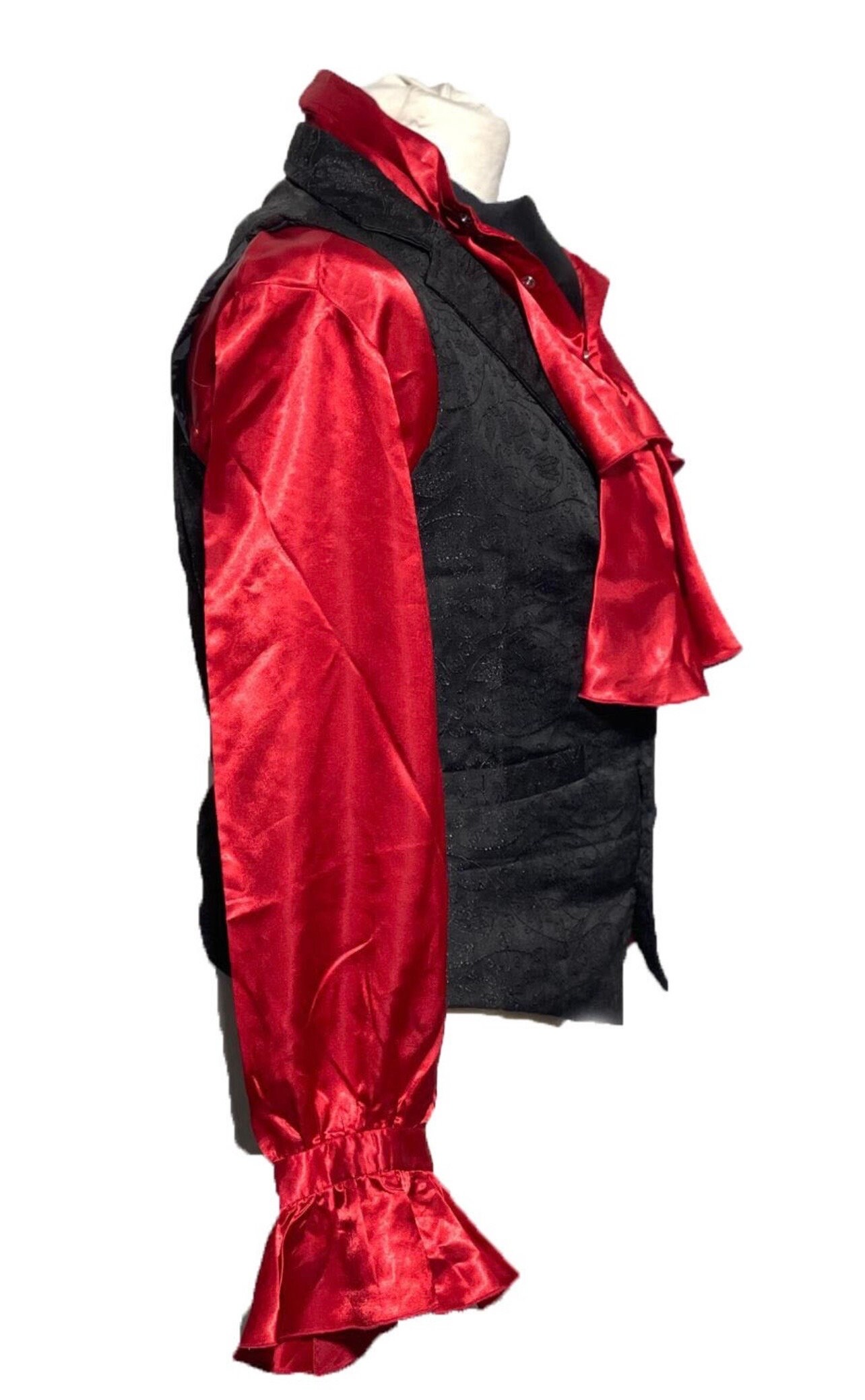 Gothic Red Ruffle Shirt Outfit: Brocade Waistcoat & Cravat - Etsy