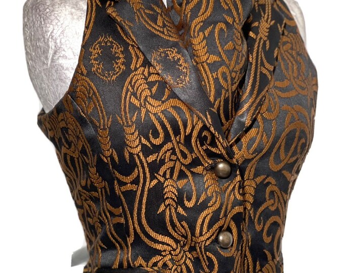 2 Pcs Women Waistcoat Outfit With Back Corseted in Copper/black ...