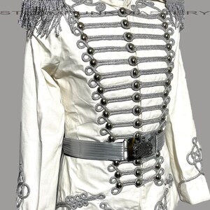 3pcs Uniform in Silver Front Ropes on Natural White Jacket and Silver ...