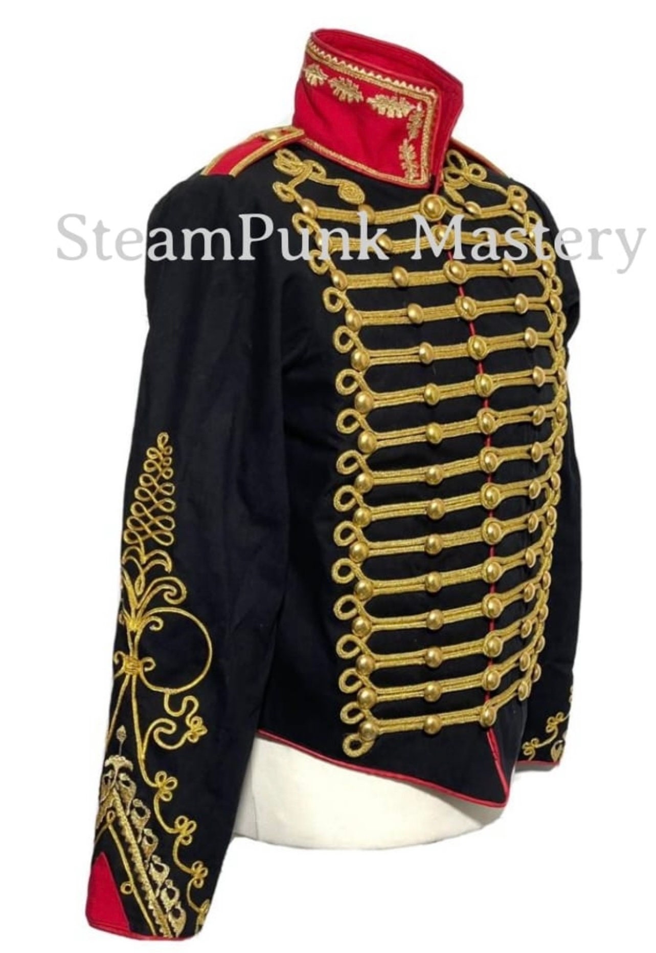 Men's Ceremonial Gold Braiding Hussar Jacket Black in With Hand ...