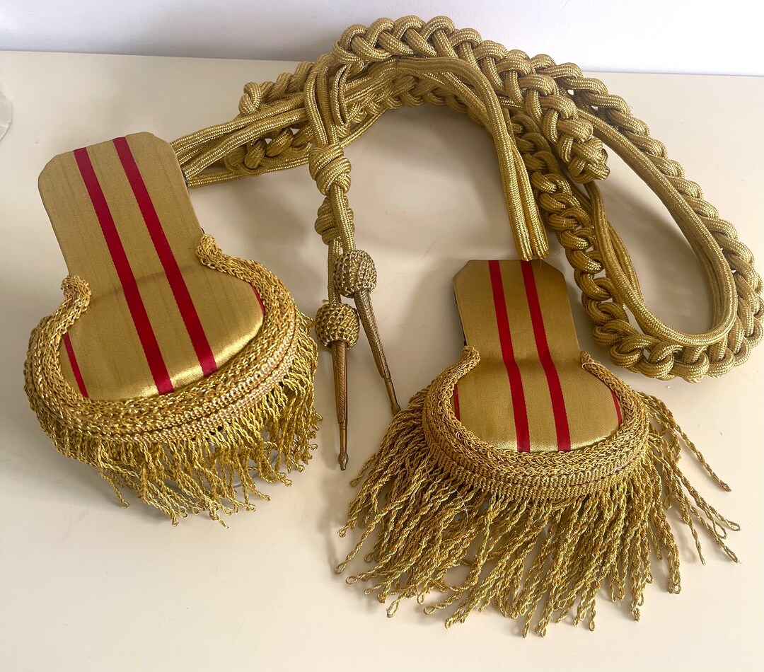 Gold Epaulettes & Aiguillettes Set: Red Stripe Ceremonial Jacket ...
