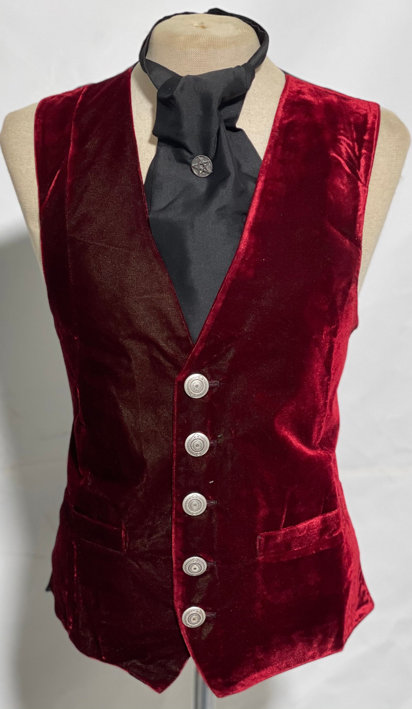 Plush Velvet Waistcoat & Cravat Set: Gothic Medieval Outfit, Chest 38 ...
