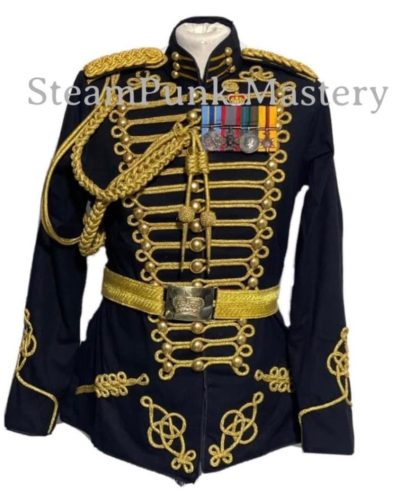 Black Hussar Jacket: Gold Braiding, Medals, Shoulder Accessories - Etsy