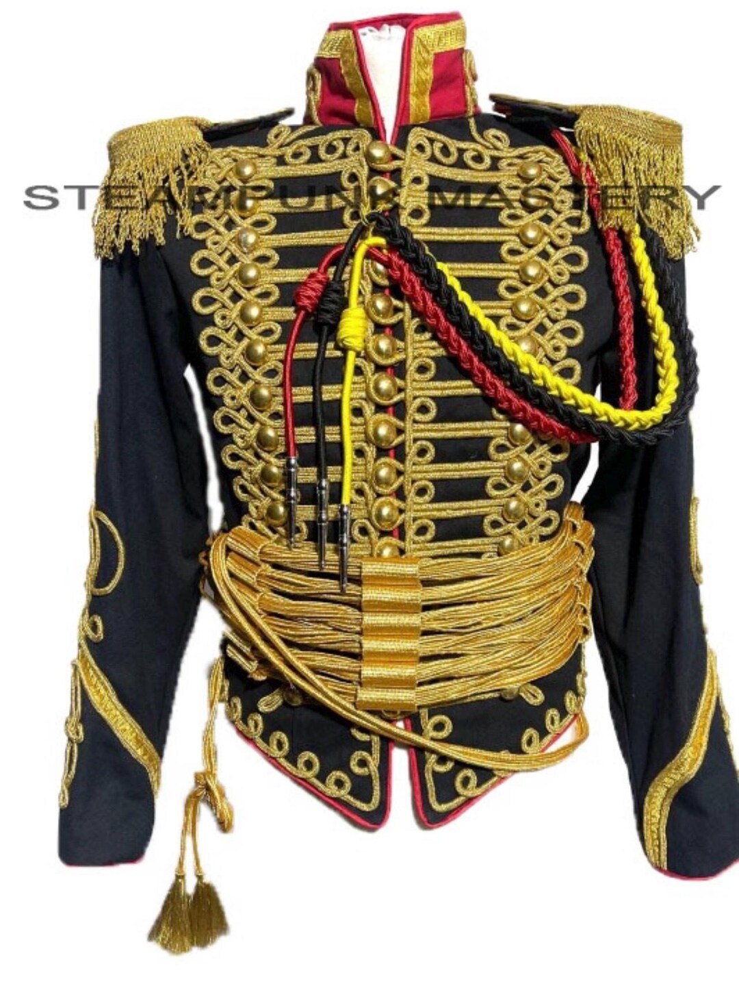4pcs Ceremonial Gold Braiding Hussar Jacket All Gold Heavy Cord Sash ...
