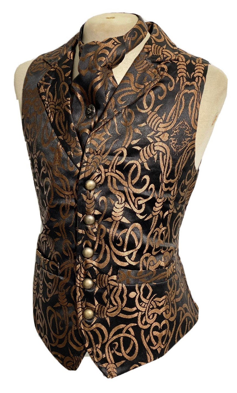 Brocade Steampunk Waistcoat Cravat Set: Barbwire Design - Etsy