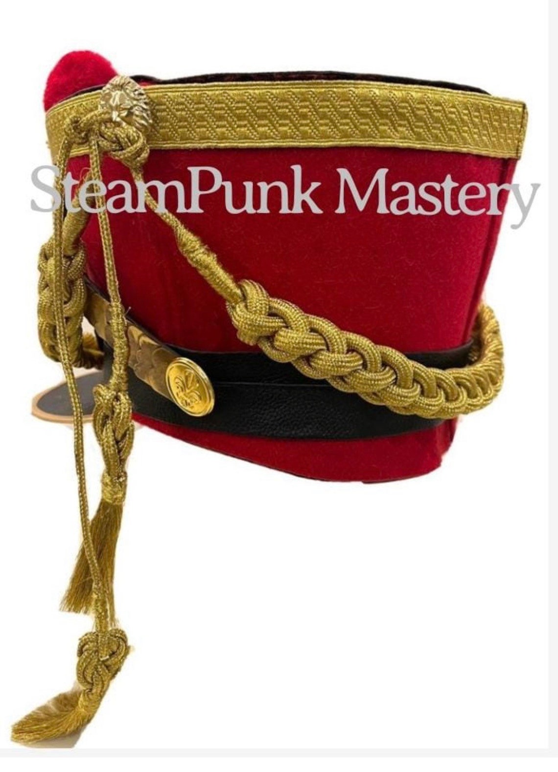 Red Hussar General Helmet With Gold Bullion Details in Sizes | Etsy