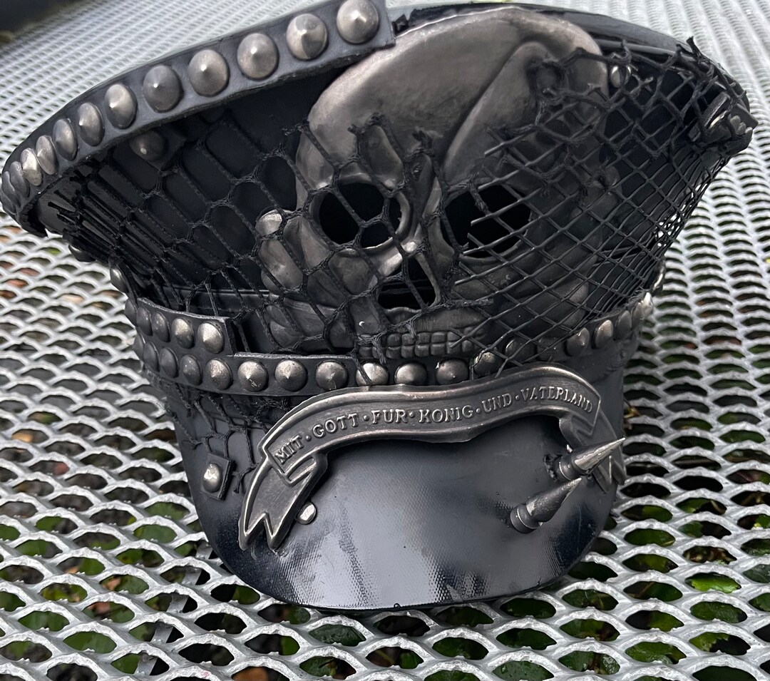 Industrial Punk Rock Gothic Black PVC Military Hat With 2”studs and ...