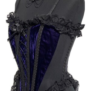 Gothic Steampunk Purple Plush Velvet Boned Corset With Black Frills and ...