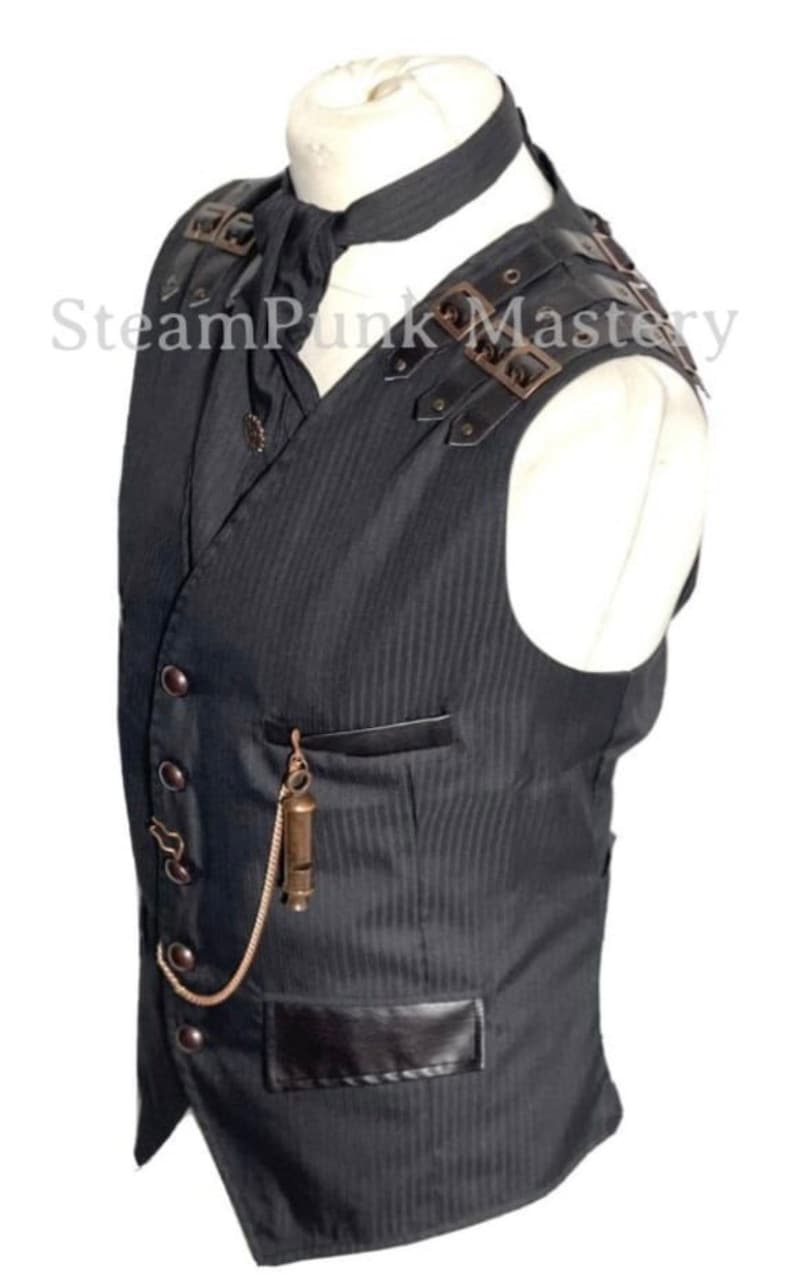 Steampunks Black Pinstripes Suit Fabric Waistcoat and Cravat - Etsy