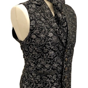 4 Pcs Waistcoat Outfit Silver/black Brocade Waistcoat ,matching Mask ...