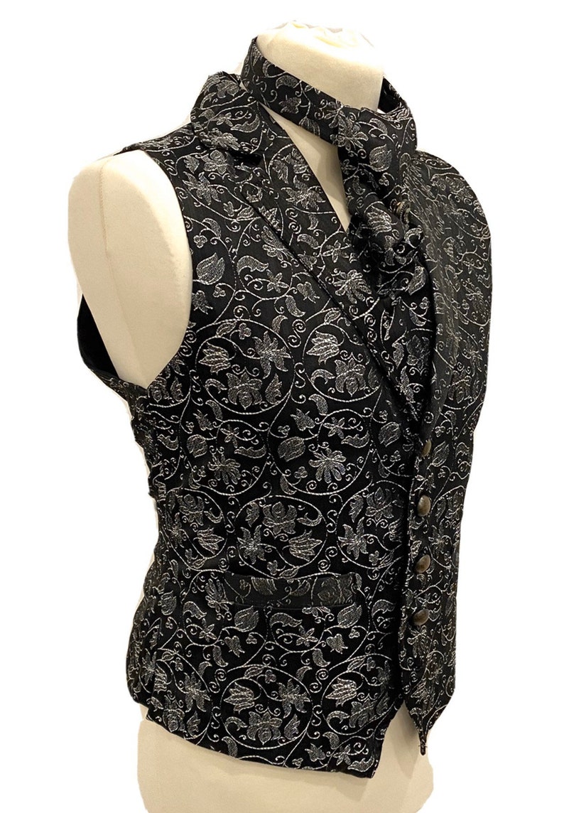 4 Pcs Waistcoat Outfit Silver/black Brocade Waistcoat | Etsy