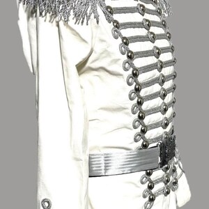 3pcs Uniform in Silver Front Ropes on Natural White Jacket and Silver ...