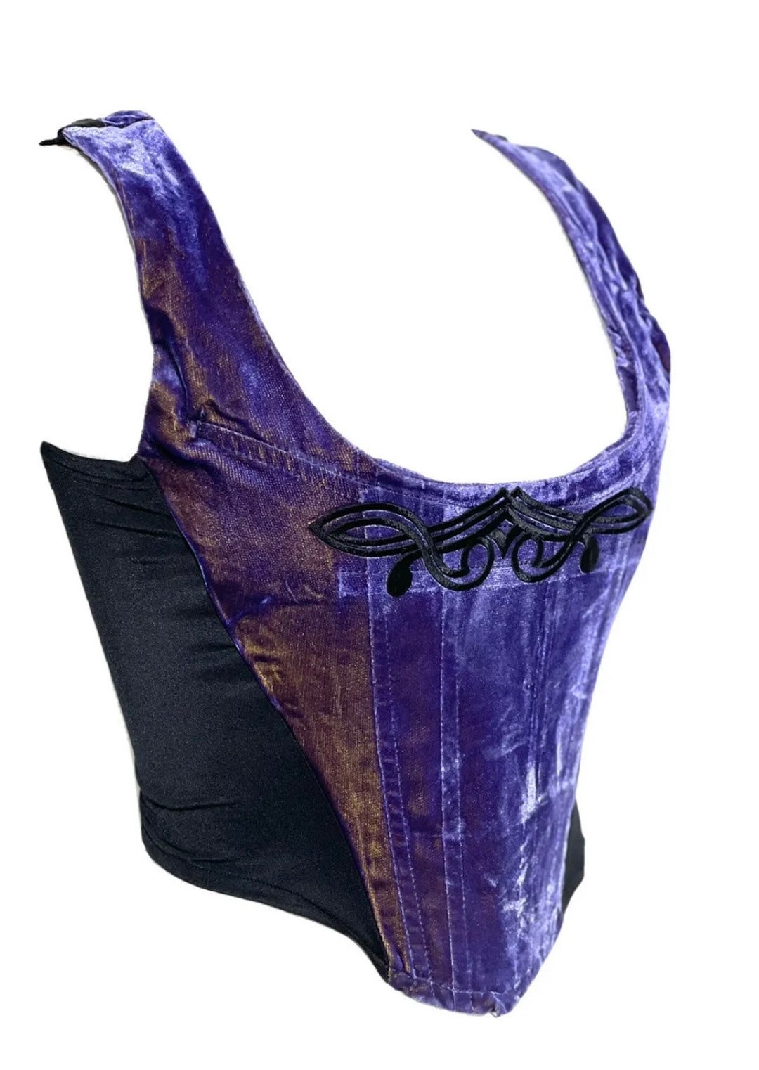 Raven Two Tone Purple Plush Velvet Front Corseted Corset in Size to Fit ...