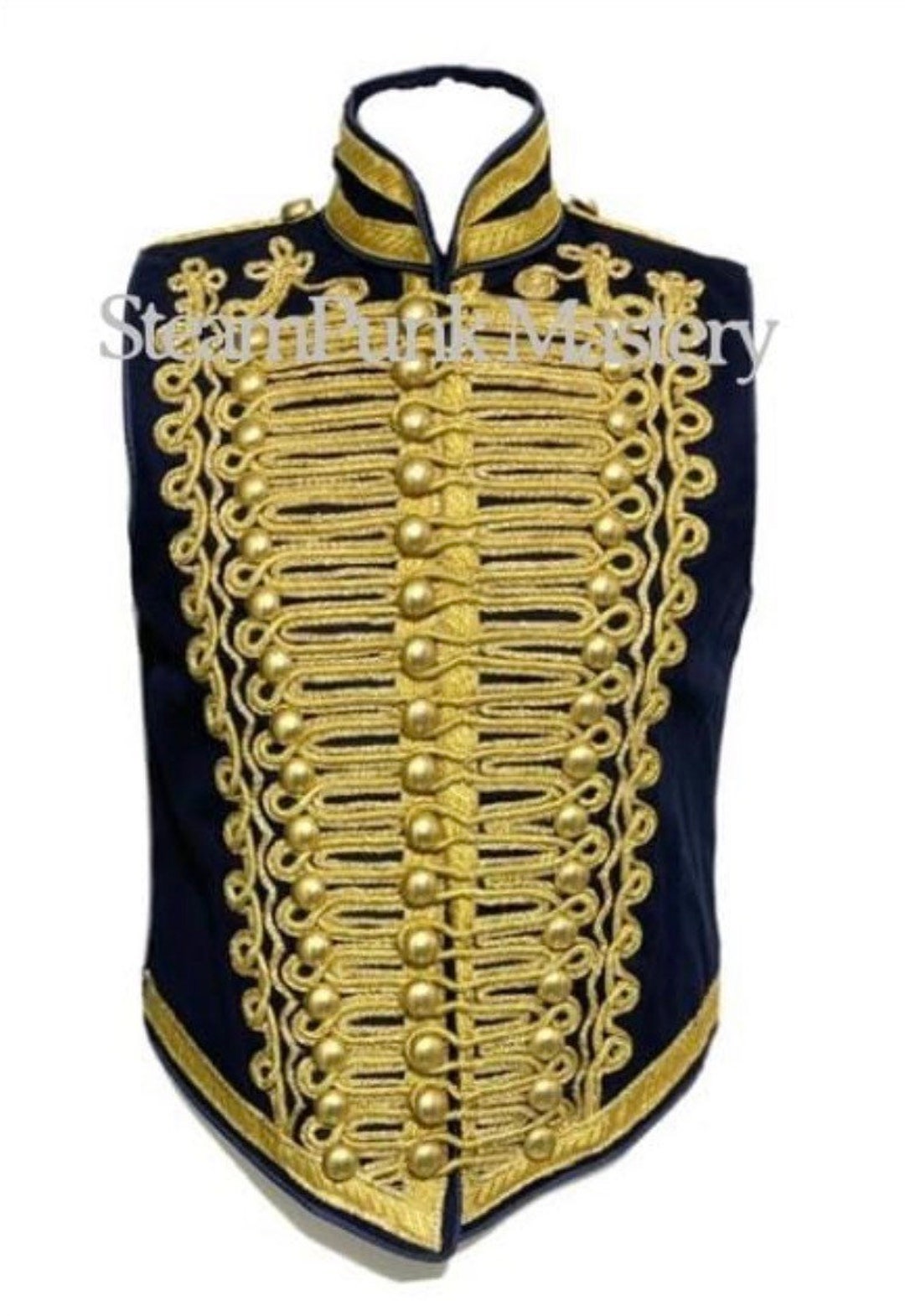 Navy Blue Hussar Waistcoat: Gold Braiding, Brass Buttons - Etsy