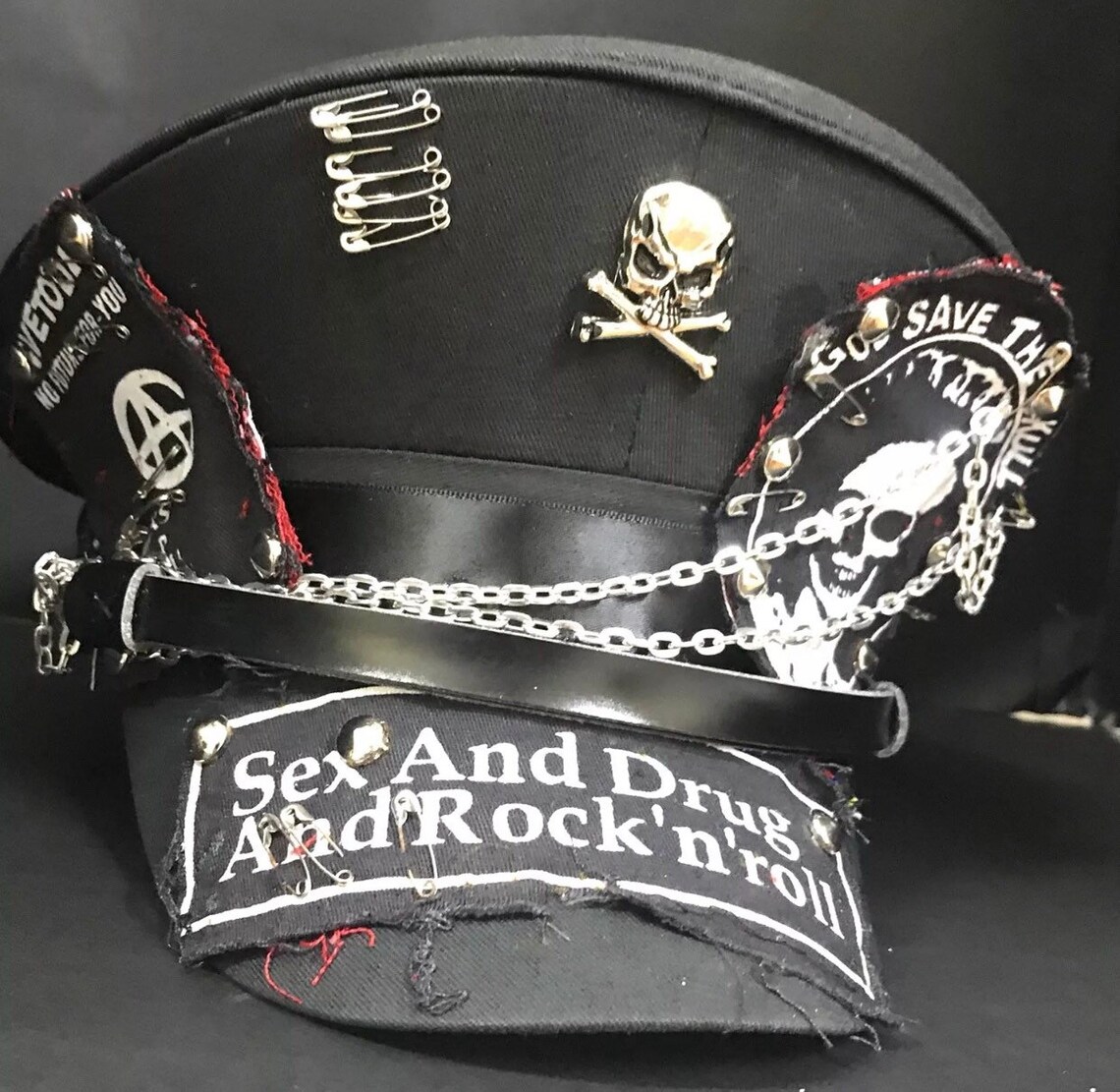 Industrial Punk Gothic Punk Black Wool Military Hat With | Etsy