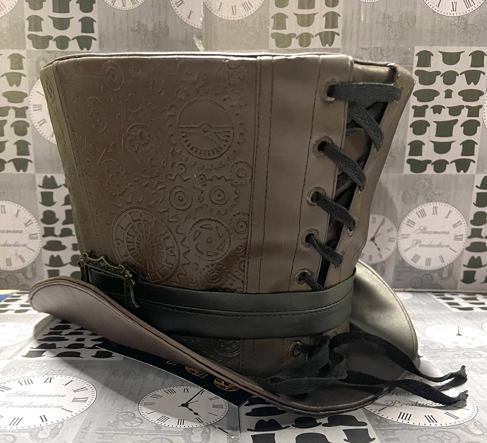 Steampunk Embossing Brown With Gears and Cogs Top Hat in 58,59,60cm - Etsy