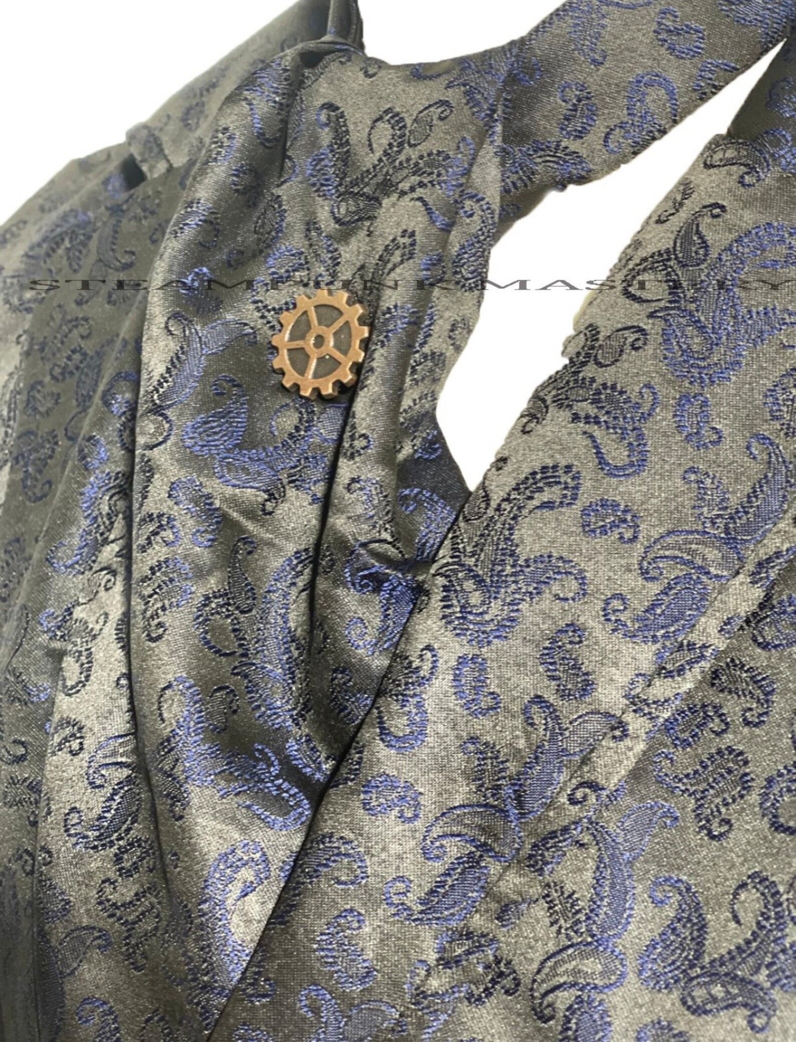 Victorian Brocade Waistcoat Set: Cravat & Tie Pin - Fits 36-40