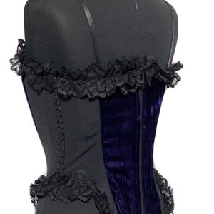 Gothic Steampunk Purple Plush Velvet Boned Corset With Black Frills and ...