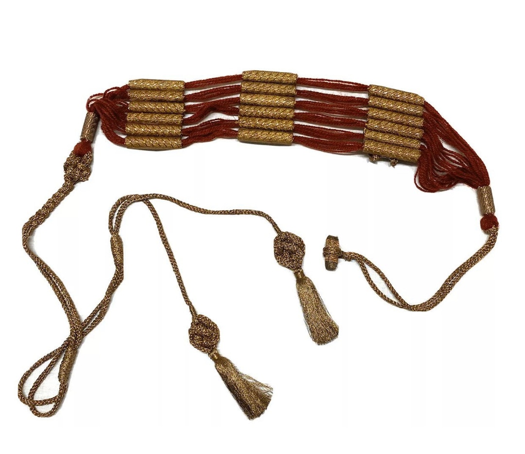 Handmade Hussar Sash: Maroon & Antique Copper Barrel Belt - Etsy