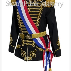 4 Pcs Ceremonial Officer Jacket With Shoulder Accessories Belt and Sash ...