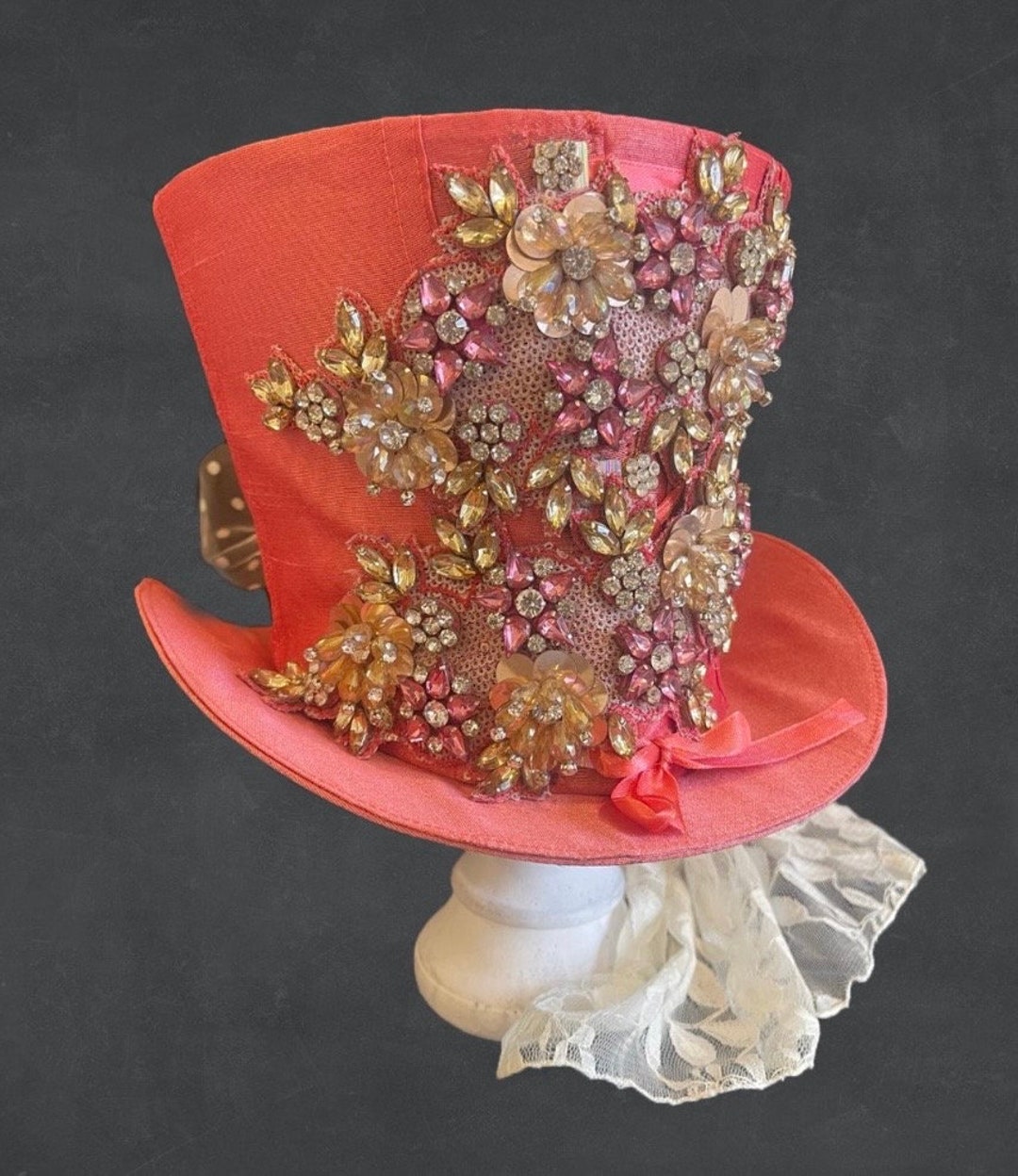 Wedding, Burlesque’s Hand Made Jewels Top Hat With Bow & Feathers ...