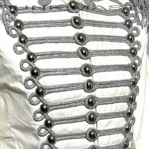 3pcs Uniform in Silver Front Ropes on Natural White Jacket and Silver ...