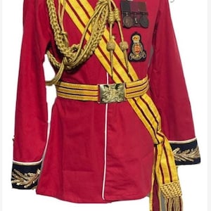 Red Officer Jacket: Ceremonial Military Style With Sash & Medals - Etsy