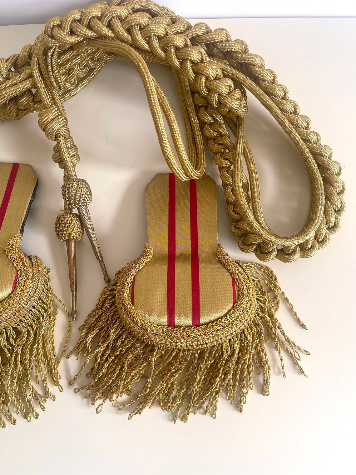 Gold Epaulettes & Aiguillettes Set: Red Stripe Ceremonial Jacket ...