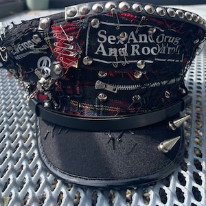 Industrial Punk Gothic Black Leatheret Military Hat - Etsy