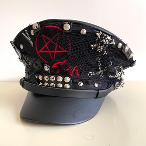 Goth Punk Black Military Hat With Patches,studs 56,57,58,59,60cm - Etsy