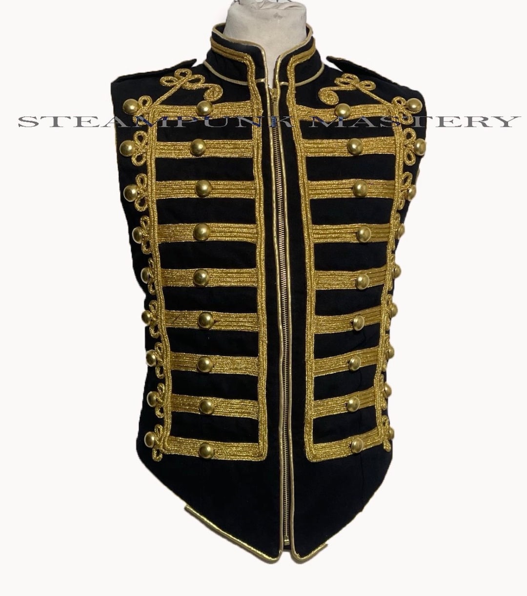 Braiding Hussar Waistcoat With Brass Zip to Fit Chest Size 40”,42",44 ...