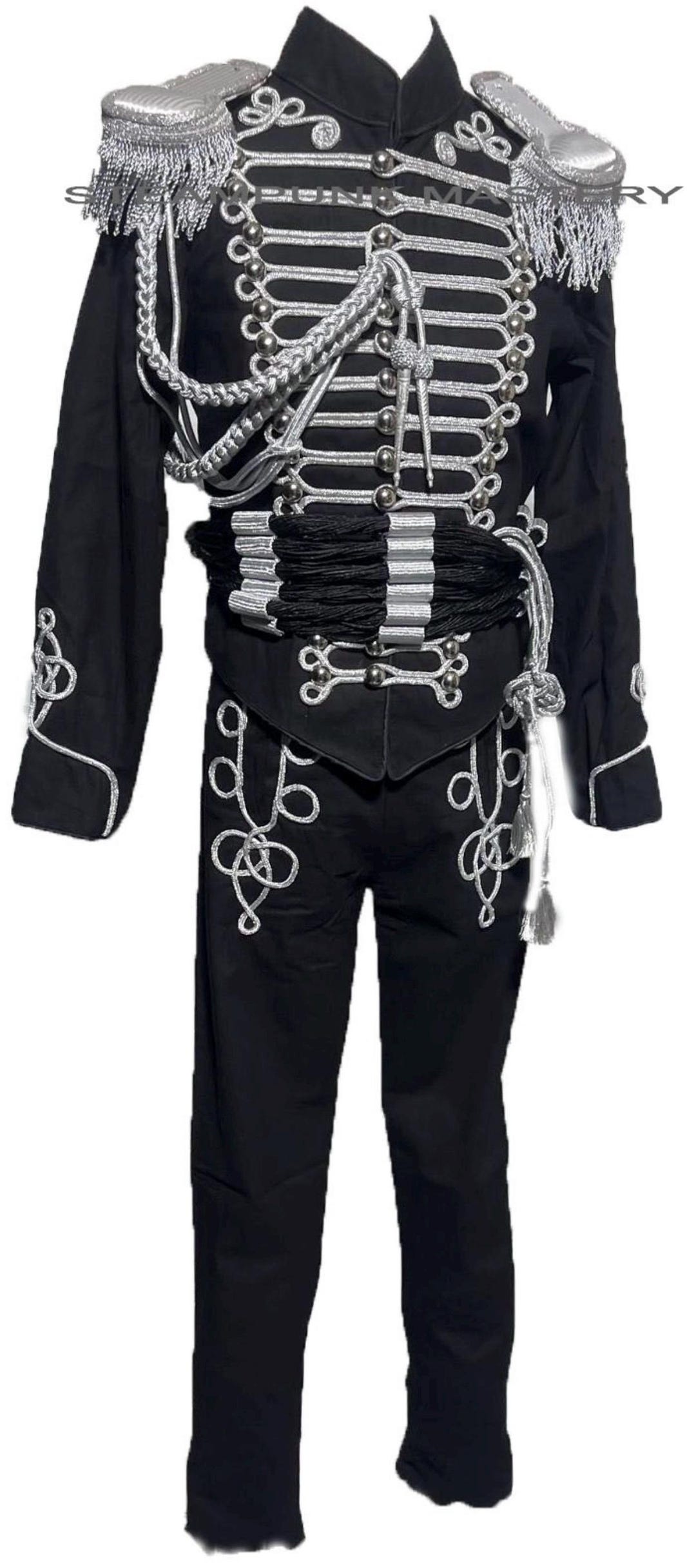 Black Silver Braiding Jacket Outfit: Ceremonial Uniform Set - Etsy
