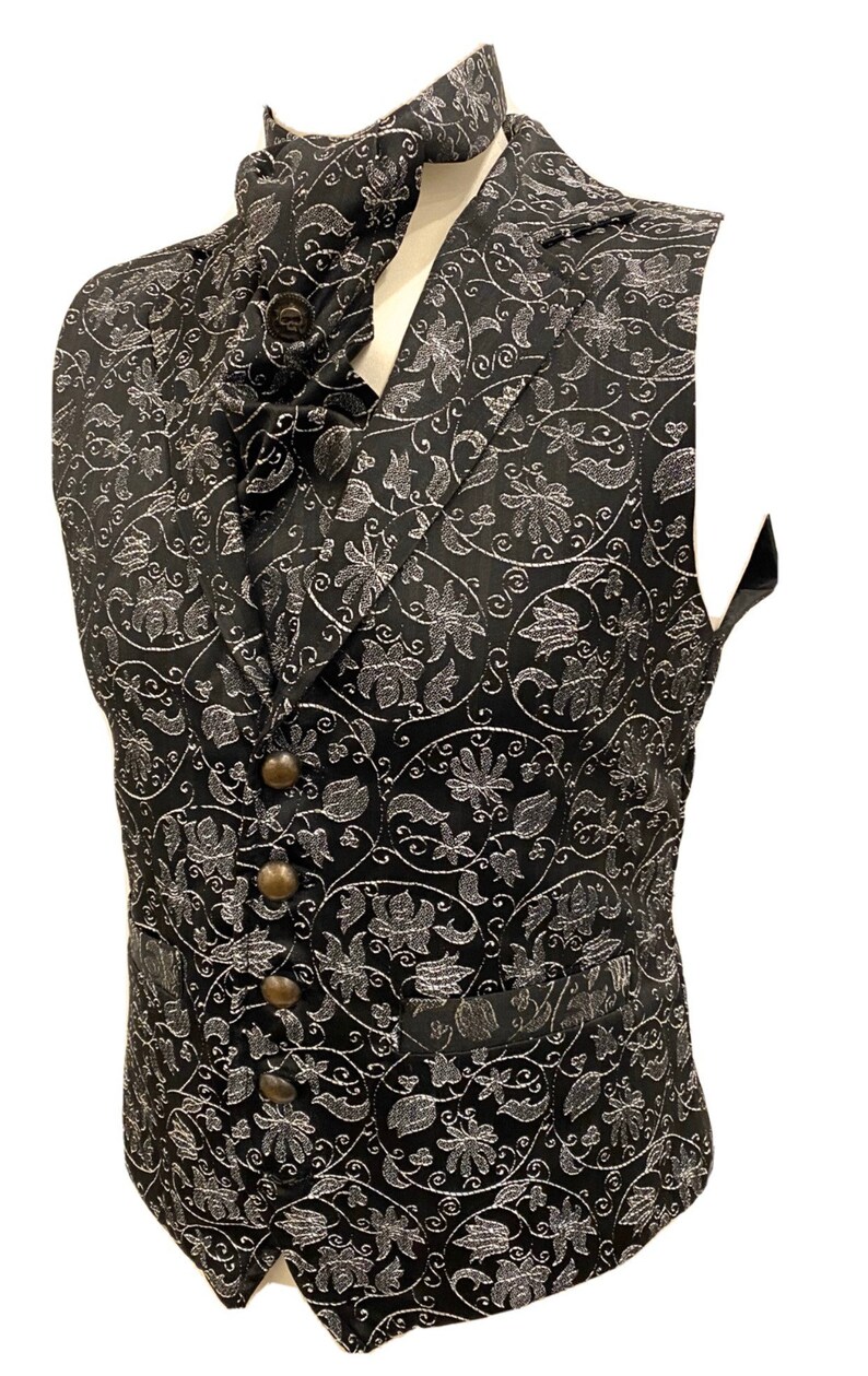 4 Pcs Waistcoat Outfit Silver/black Brocade Waistcoat - Etsy