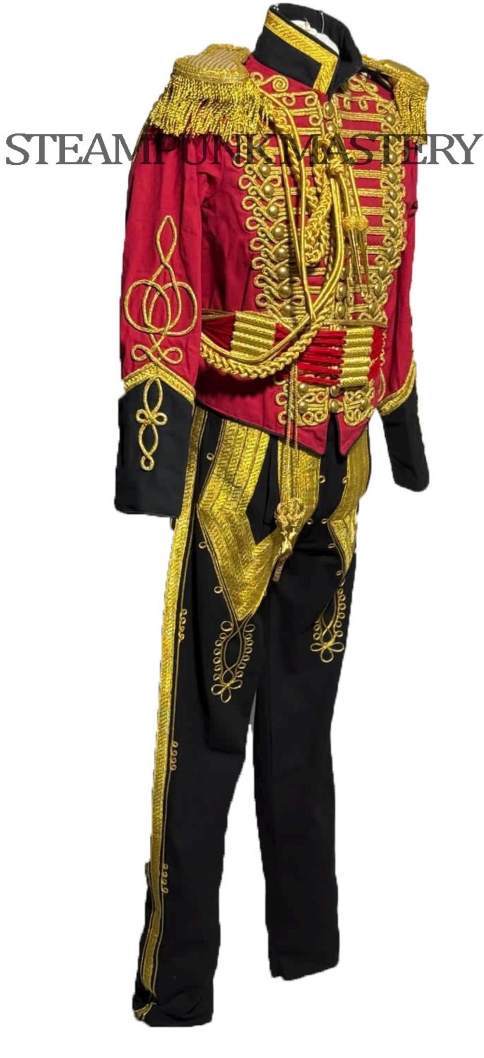 Red Ceremonial Hussar Officer Suit: Black and Jacket,barrel Sash ...