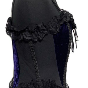 Gothic Steampunk Purple Plush Velvet Boned Corset With Black Frills and ...