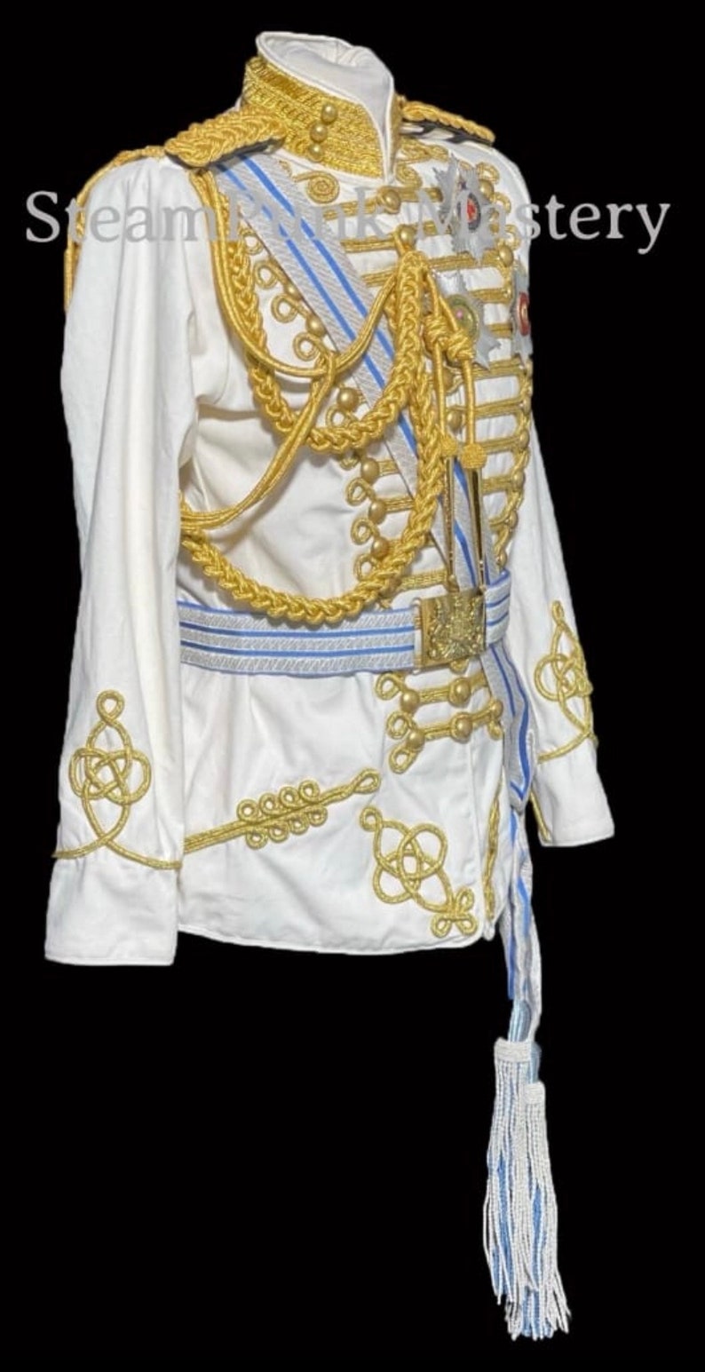 Braided Hussar Jacket: Military Officer White & Gold Costume (8 Pcs) - Etsy