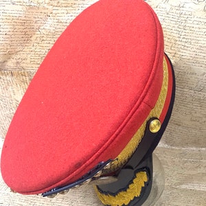 Industrial Punk, Gothic Red Military Hat With Brass Badges and Studs 57 ...