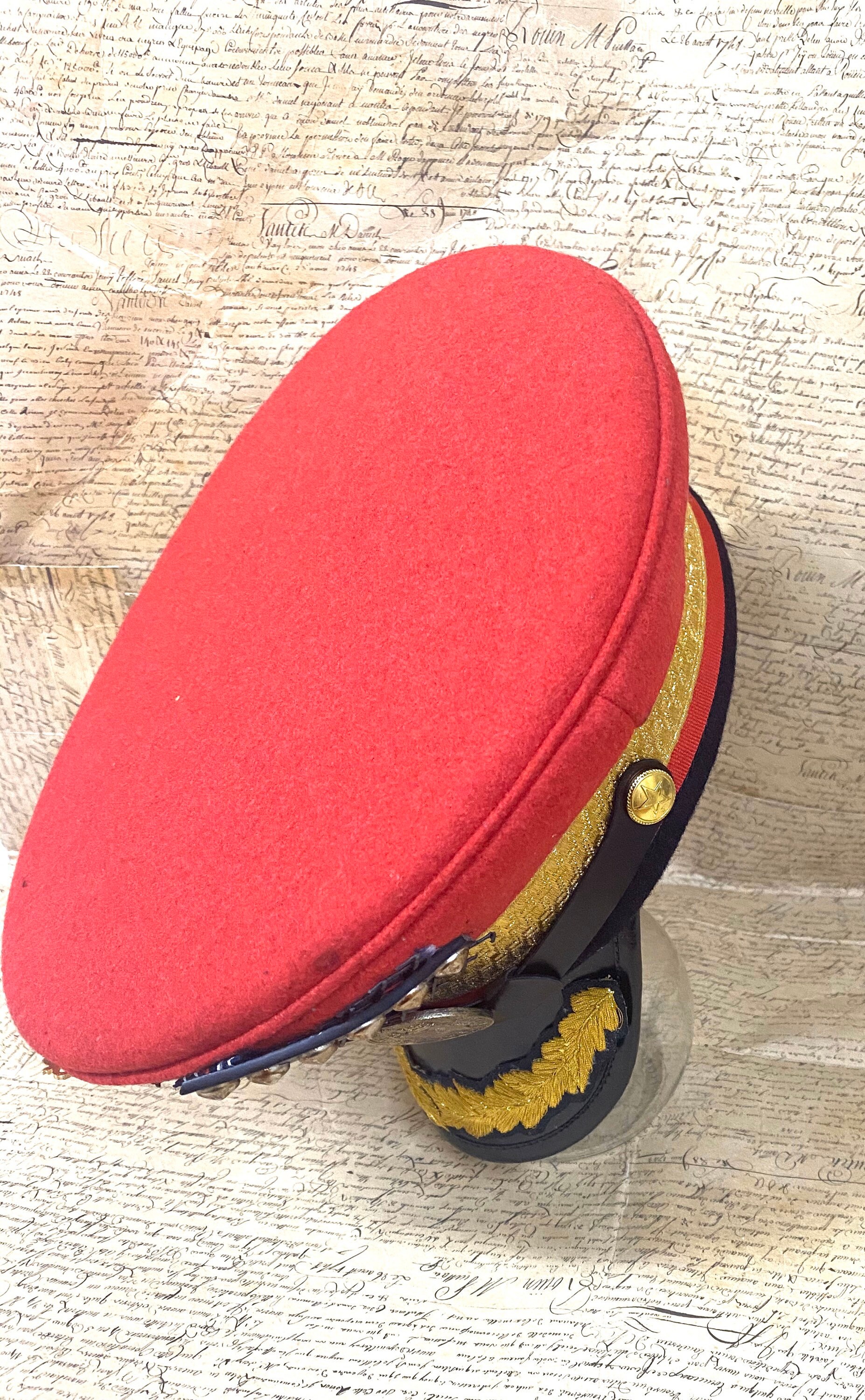 Industrial Punk Gothic Red Military Hat With Brass Badges and | Etsy