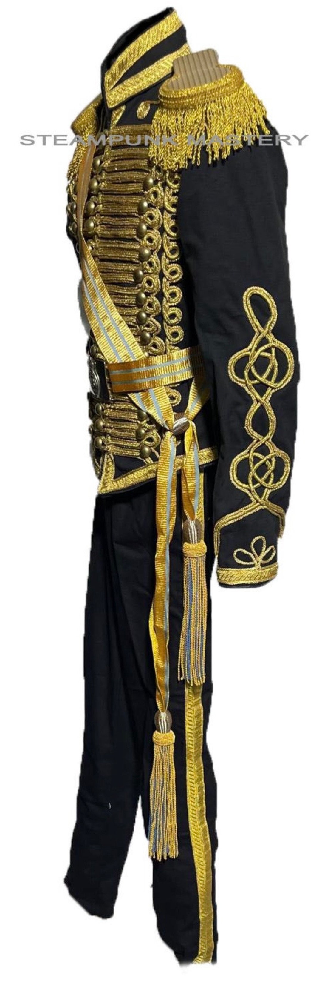 Men's Ceremonial Gold Braiding Hussar Uniform Outfit Blk Jacket, Pants ...