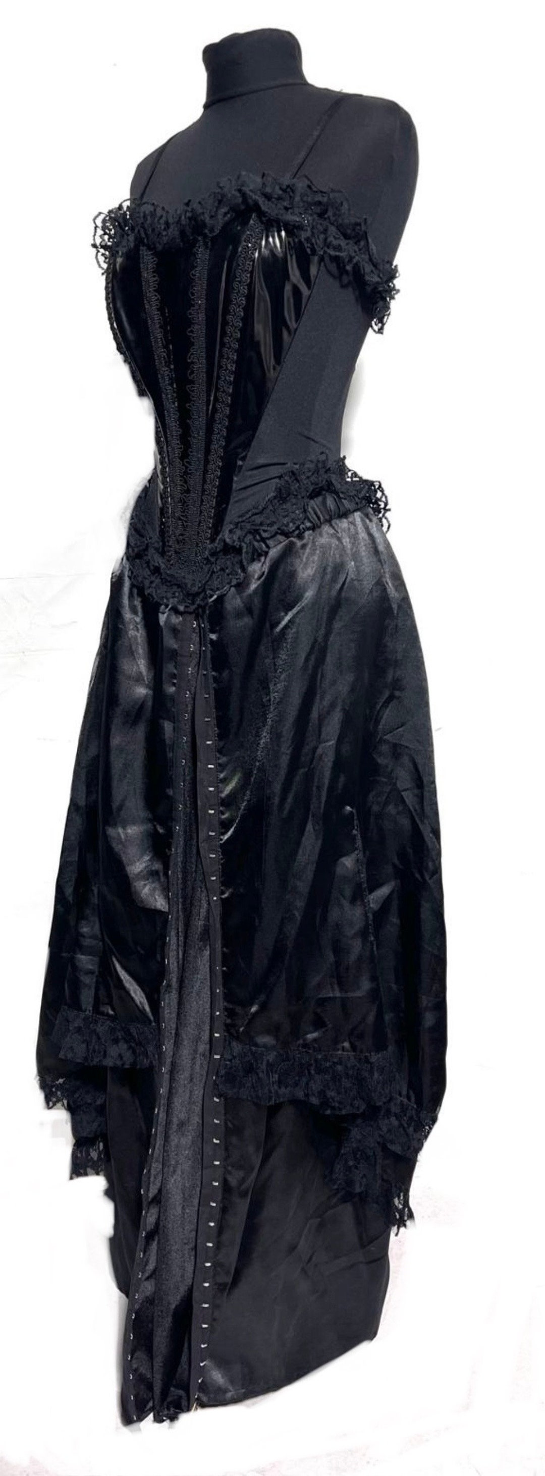 Steampunk Gothic Outfit: Black PVC Corset & Lace Ruffle Skirt - Etsy