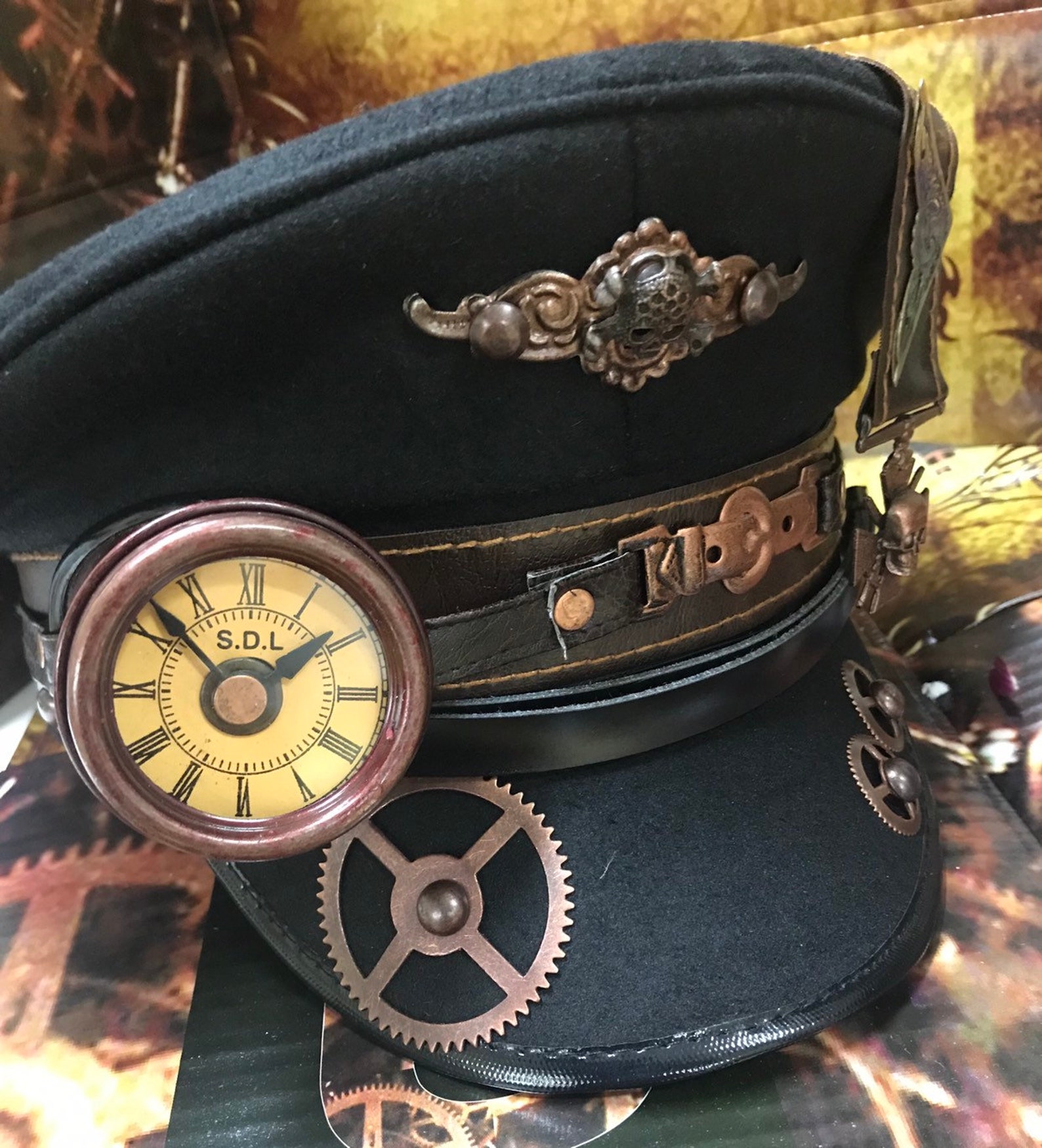 Steampunk Station Master Black Wool Military Hat With Monokel - Etsy