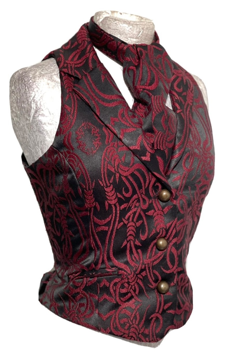 Women Waistcoat Outfit With Back Corseted in Maroon Black - Etsy