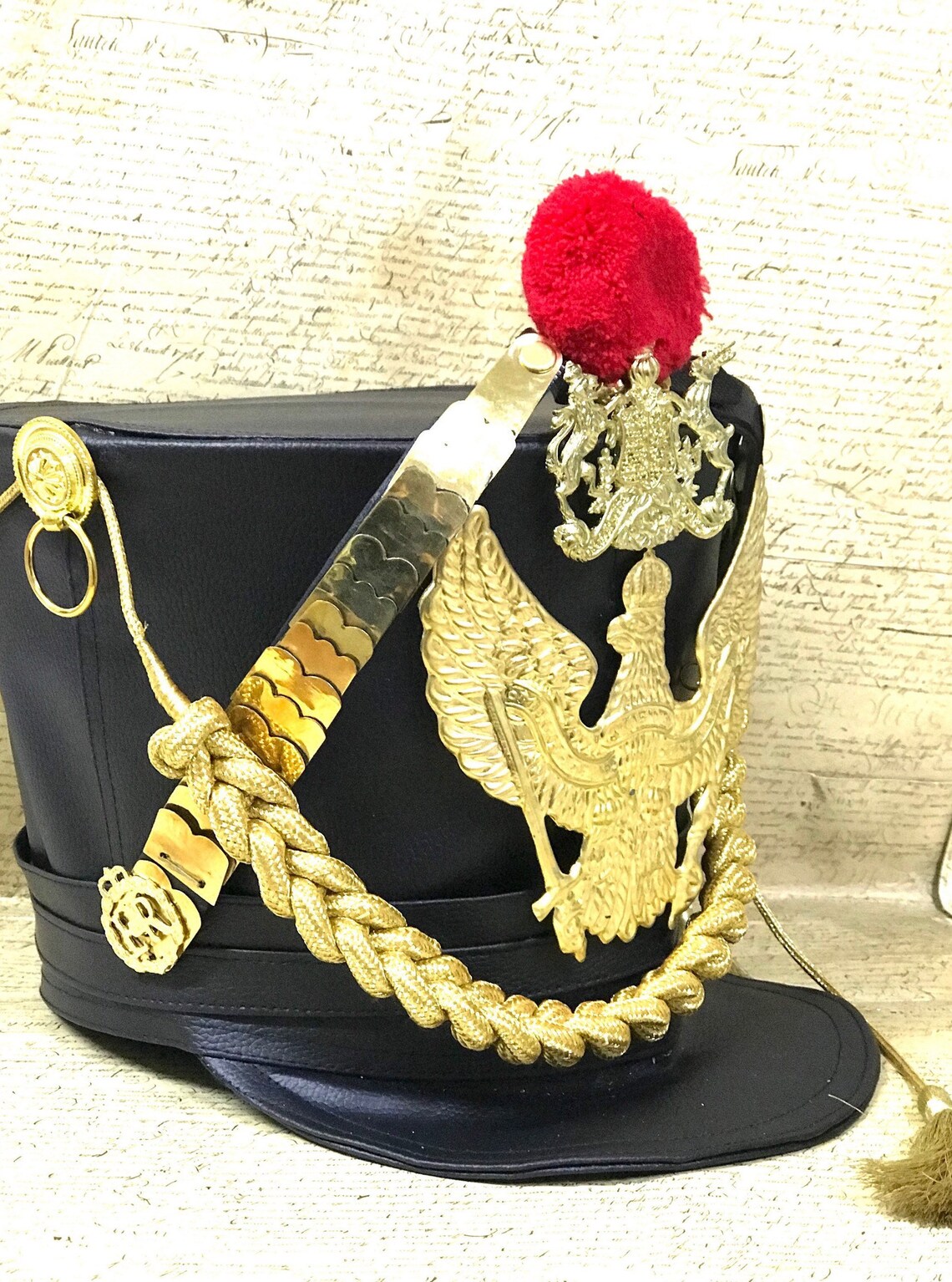 Black Hat With Detachable Red Toorie With Brass Badges and - Etsy