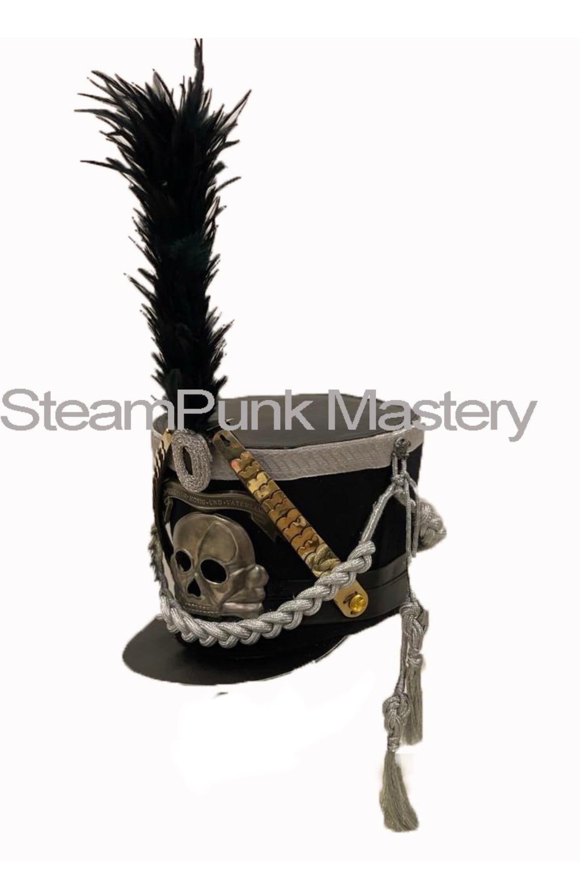 Black Wool Hussar Helmet: Silver Skull, Feather Detail - Etsy