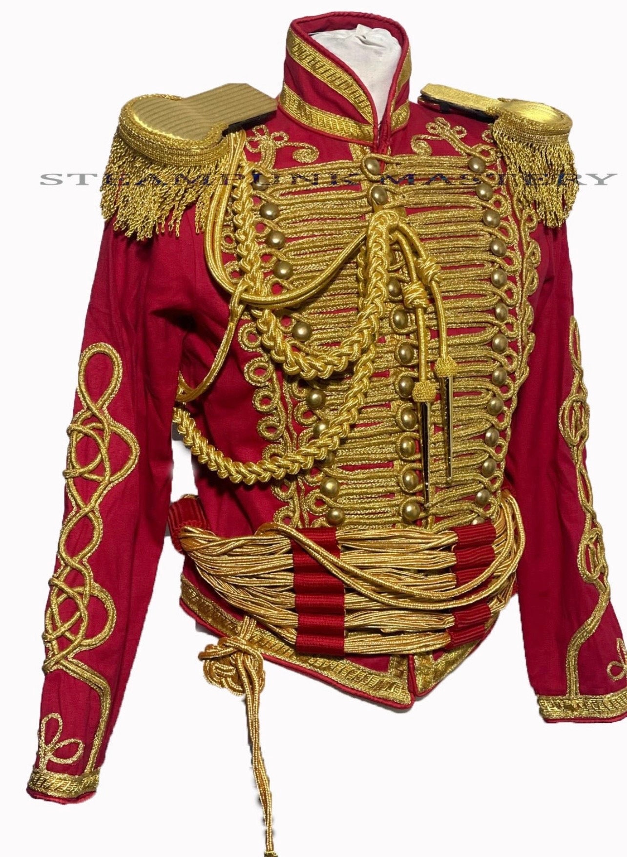 Hussars Red Jacket With 3 Accessories Eppaulates , Barrel Sash and ...