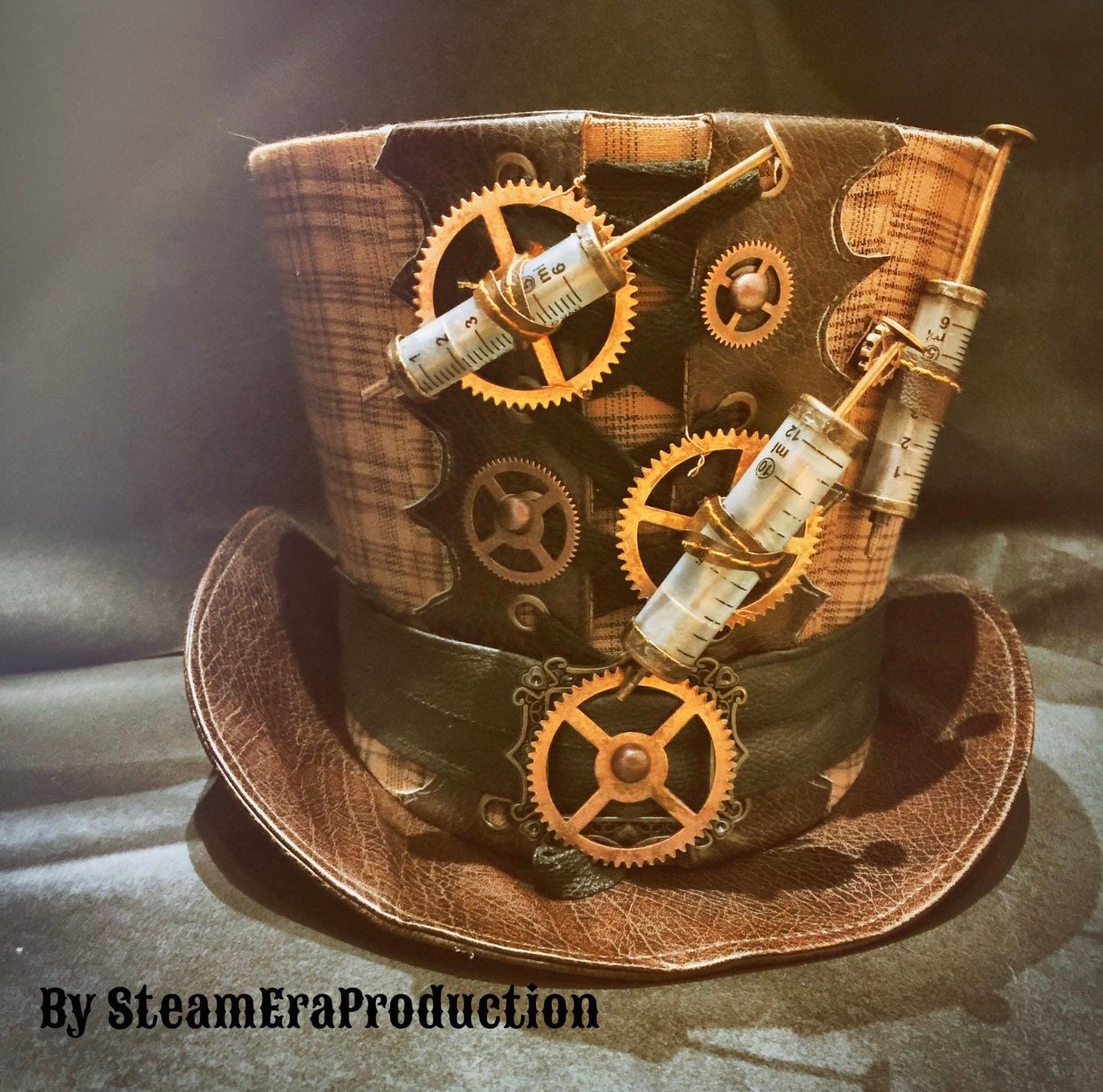 Steampunk Antique Syringes Top Hat With Copper Gears in Size - Etsy